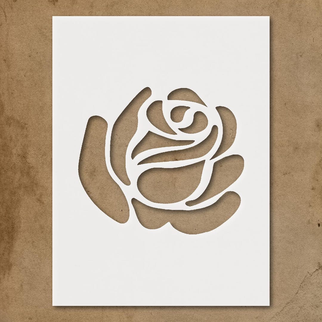 Stylized Rose Design Stencil for Decorative Crafting and DIY Projects ...