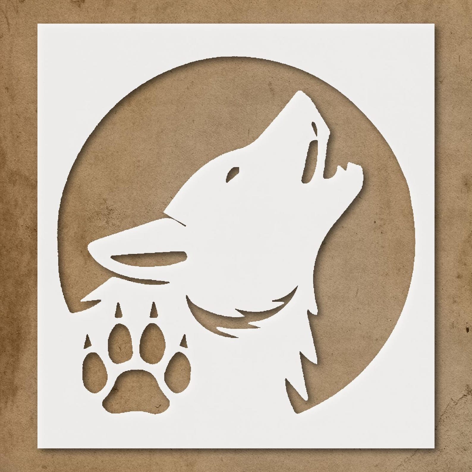Howling Wolf Stencil Art Wolf Silhouette Decor Wildlife Wall Art - Etsy