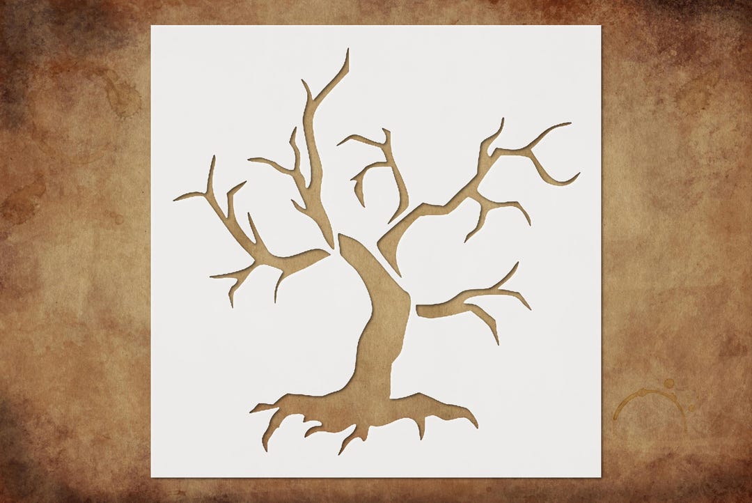 Reusable Plastic Stencil of Old Dead Tree Without Leaves - 5x5 Inch ...