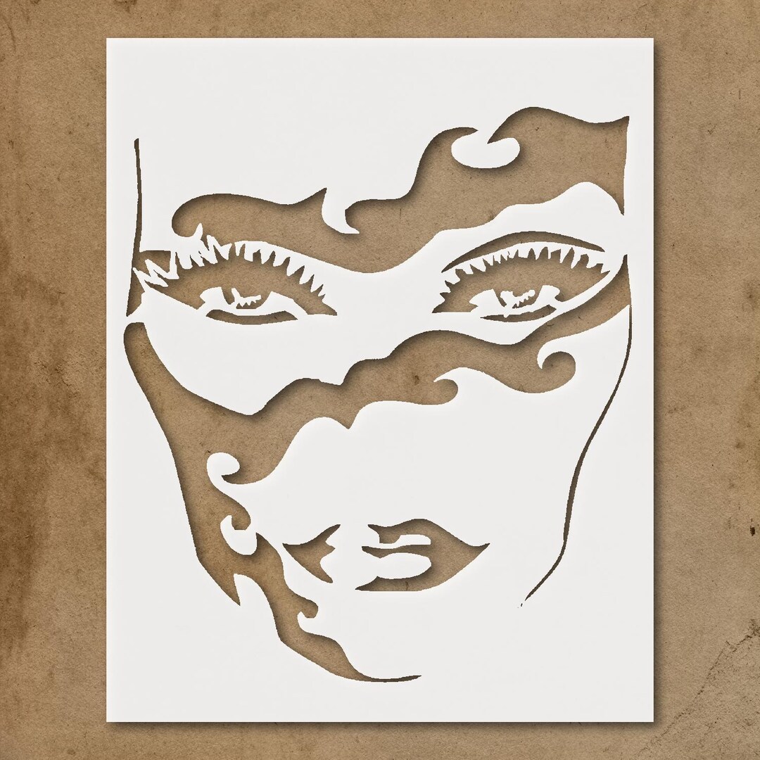 A Stylized Stencil Art of A Womans Face Featuring Stencil - Etsy