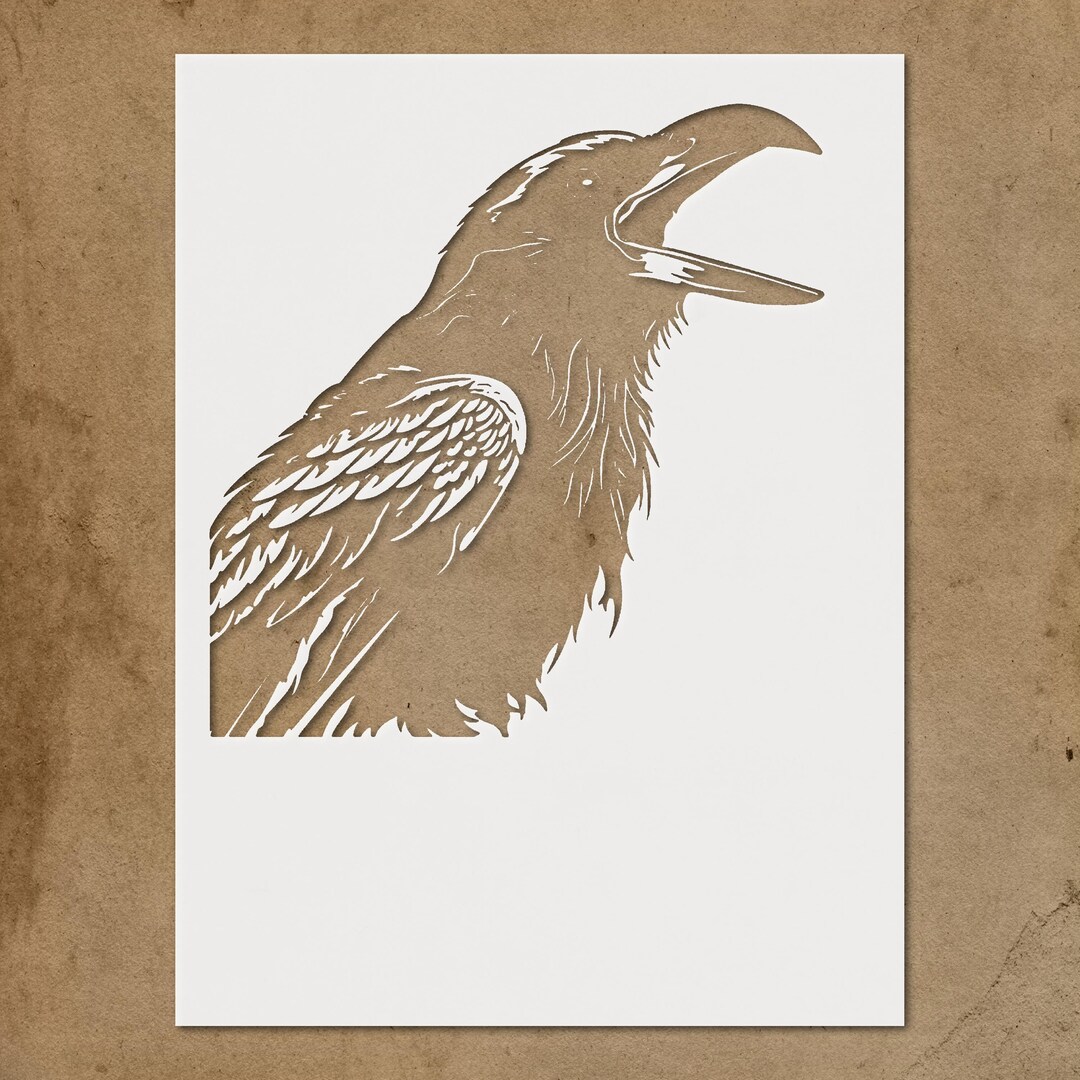 Black Raven Stencil - Reusable Stencil Template for Wall Art, DIY ...