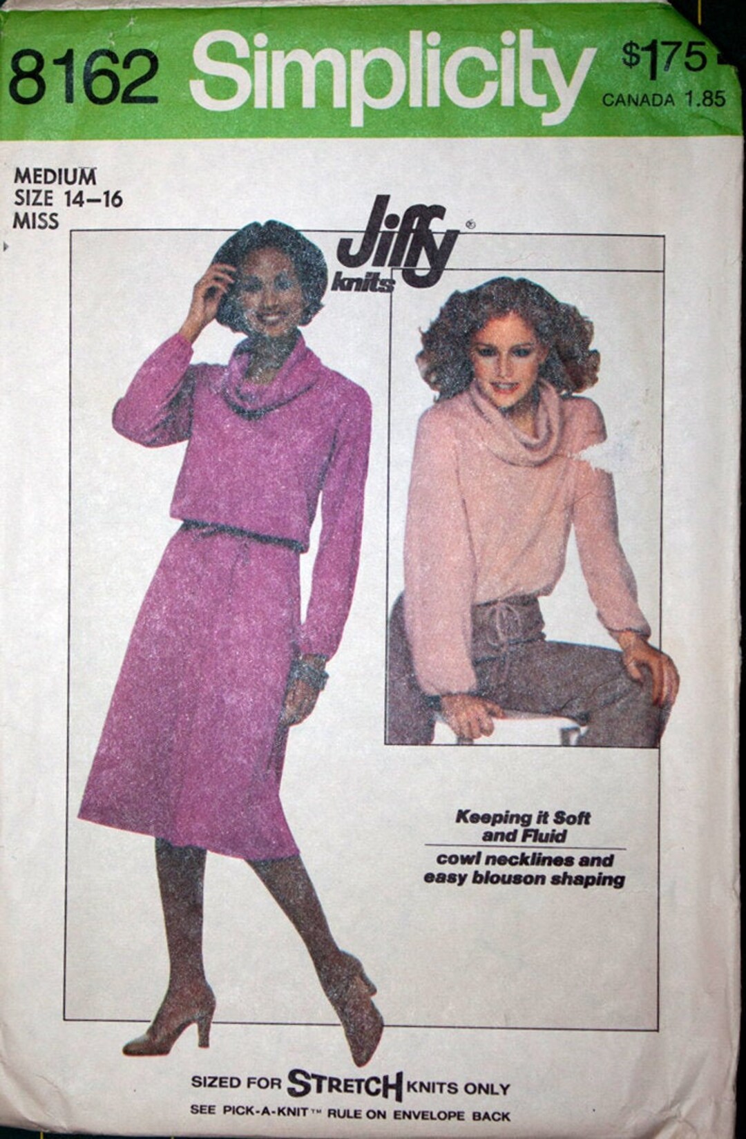 Simplicity 8162 Misses' Jiffy Knit Pullover Top and Skirt Pattern Size ...