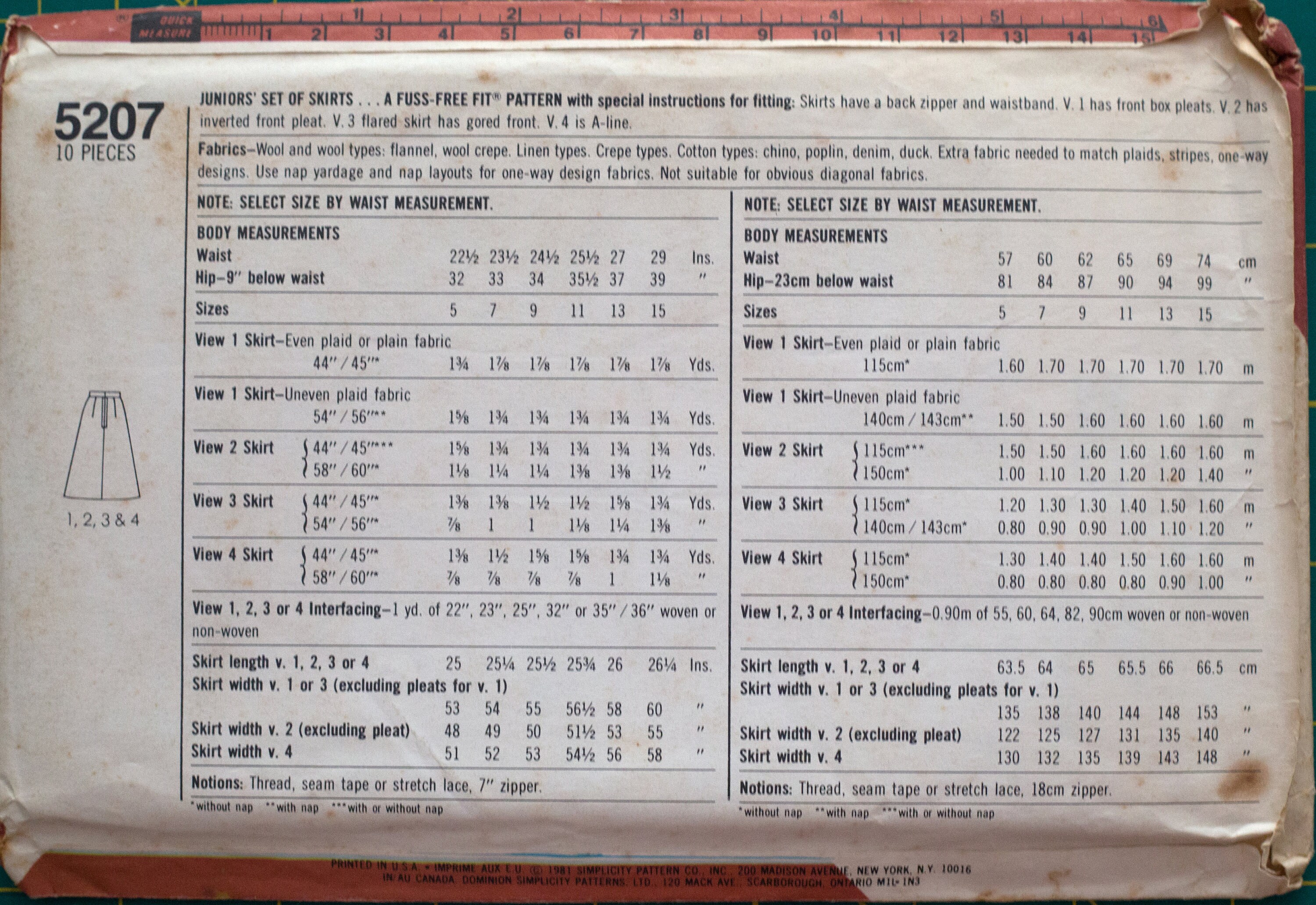 Simplicity 5207. Juniors' Set of Skirts-- a Fuss-free Fit Pattern. Size ...