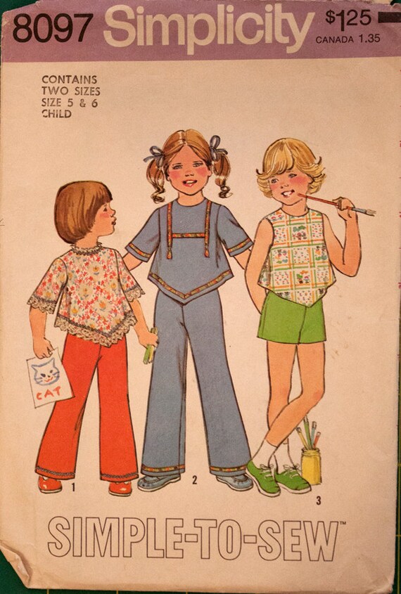 Simplicity 8097 Child's Top and Pants or Shorts Pattern | Etsy