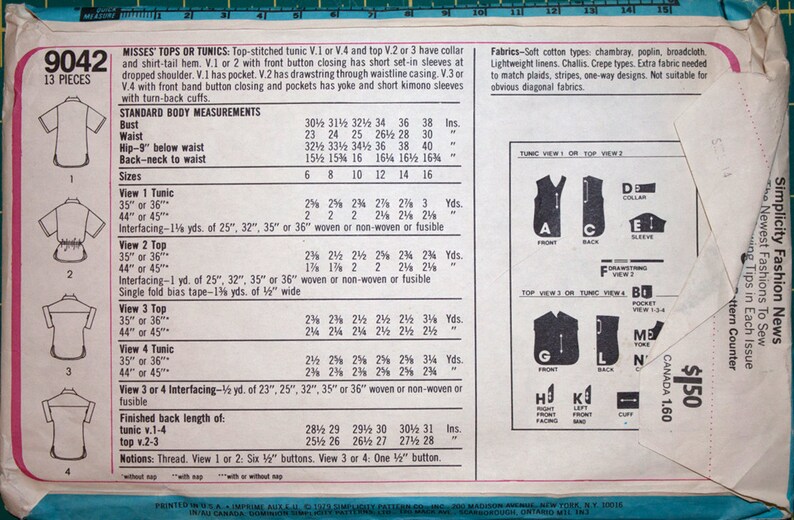Simplicity 9042, Misses Tops or Tunic Pattern Size 14, Bust 36" - Etsy