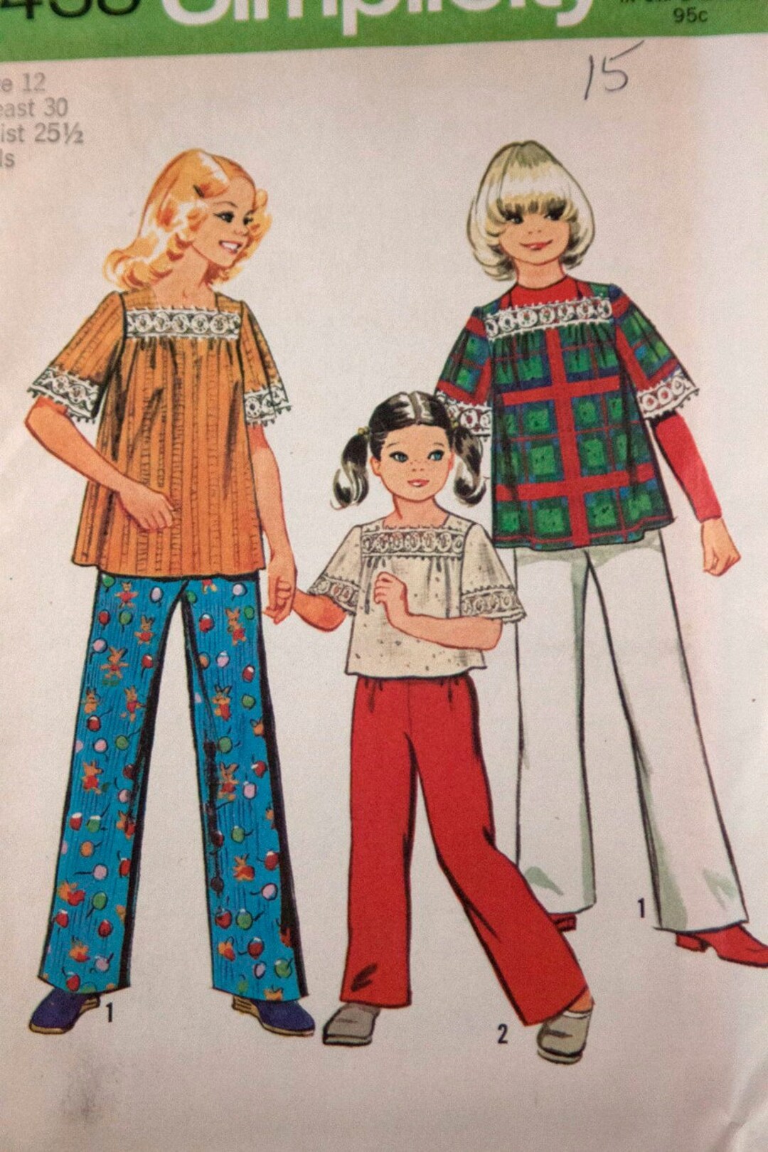 Vintage 1970s Childrens Pattern -- Simplicity Girls Smock Top and Pants ...