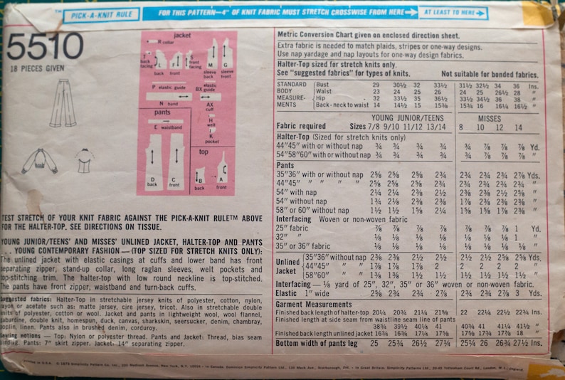 Simplicity 5510. Young Junior/teens' Unlined Jacket, Halter Top, and ...