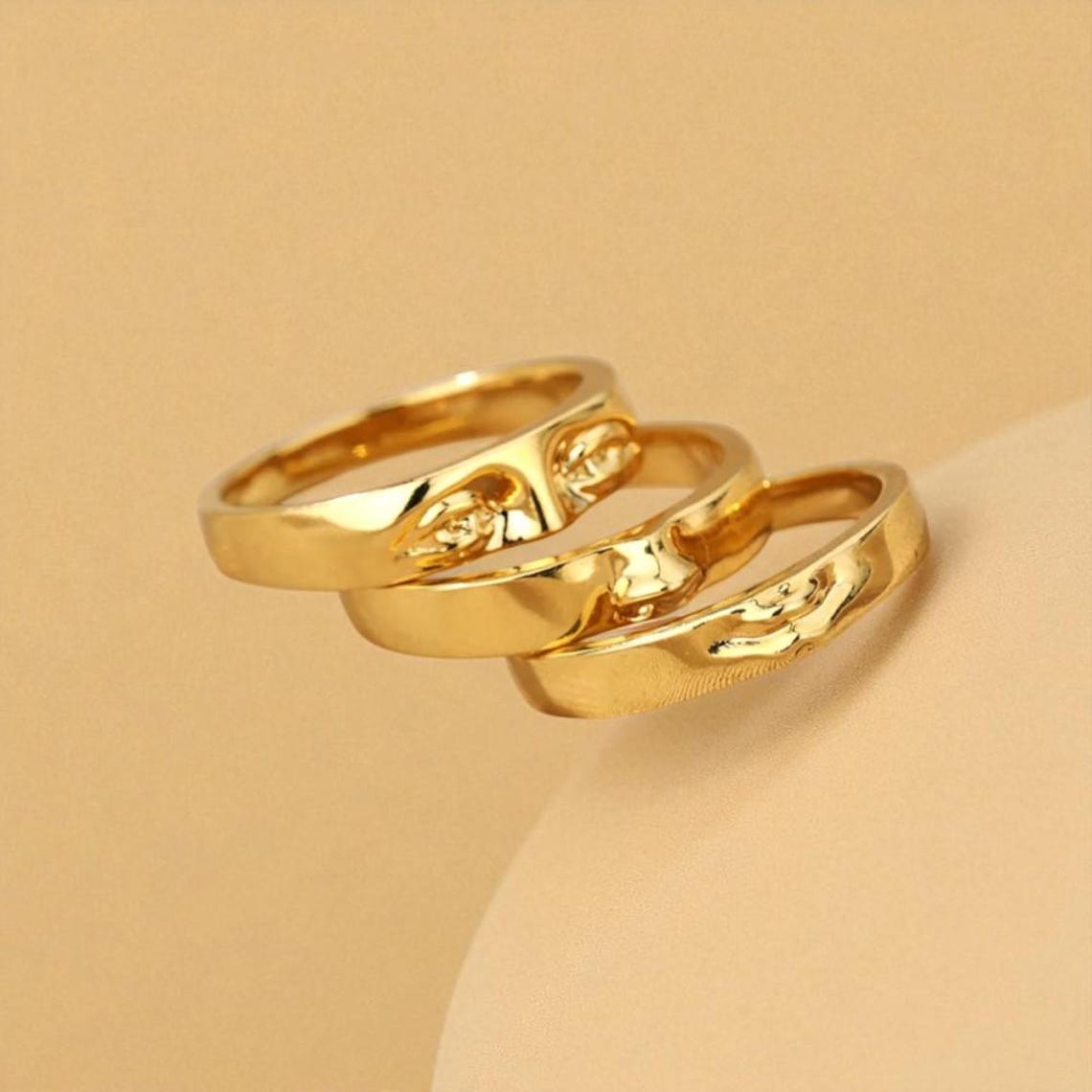 Vintage Face Ring Set | Gold Color Stainless Steel Ring | Unisex Luxury ...