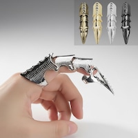 Full Armor Articulated Finger Claws Nails Ring Gold Set Style 2 ...