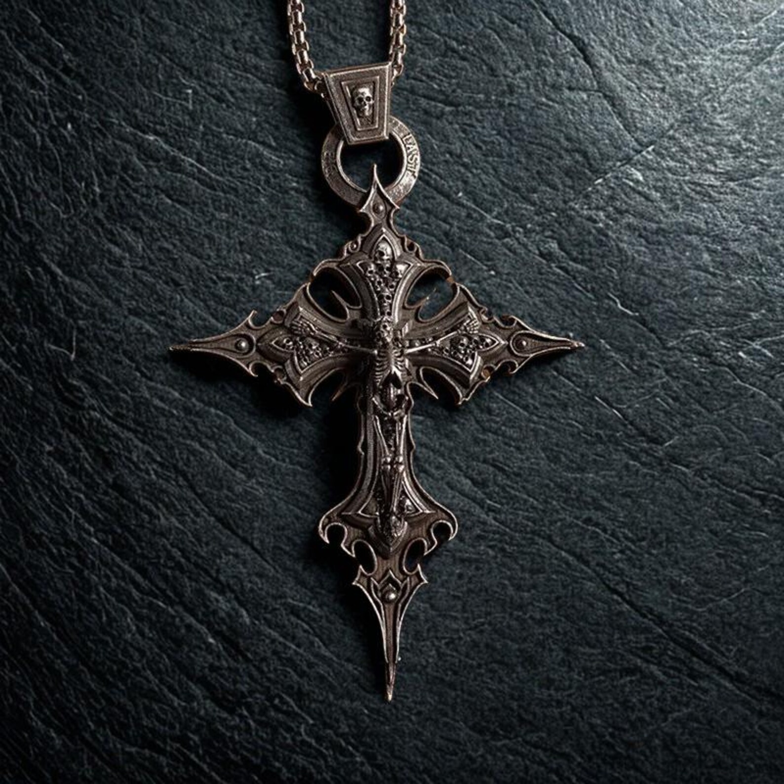 Gothic Crucifixion Skull Cross Pendant Necklace – Catholic Prayer ...