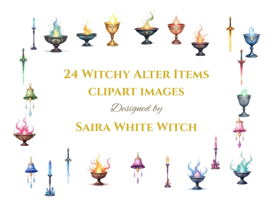 Witchy Altar Clipart Set – Mystical Pagan Clip Art for Spells, Rituals ...