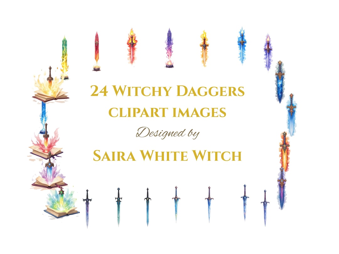 Athame Clipart – Ritual Dagger PNG Set – Mystical Blade Graphics for ...