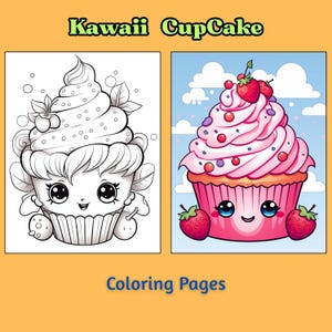 Kawaii Cupcake Coloring Pages, Kawaii Coloring Book, Kawaii Cupcake ...