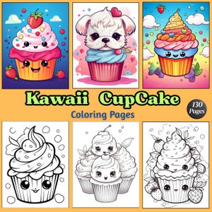 Kawaii Cupcake Coloring Pages, Kawaii Coloring Book, Kawaii Cupcake ...
