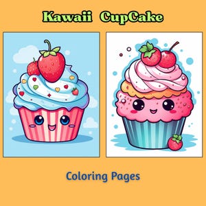 Kawaii Cupcake Coloring Pages, Kawaii Coloring Book, Kawaii Cupcake ...