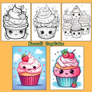 Kawaii Cupcake Coloring Pages, Kawaii Coloring Book, Kawaii Cupcake ...