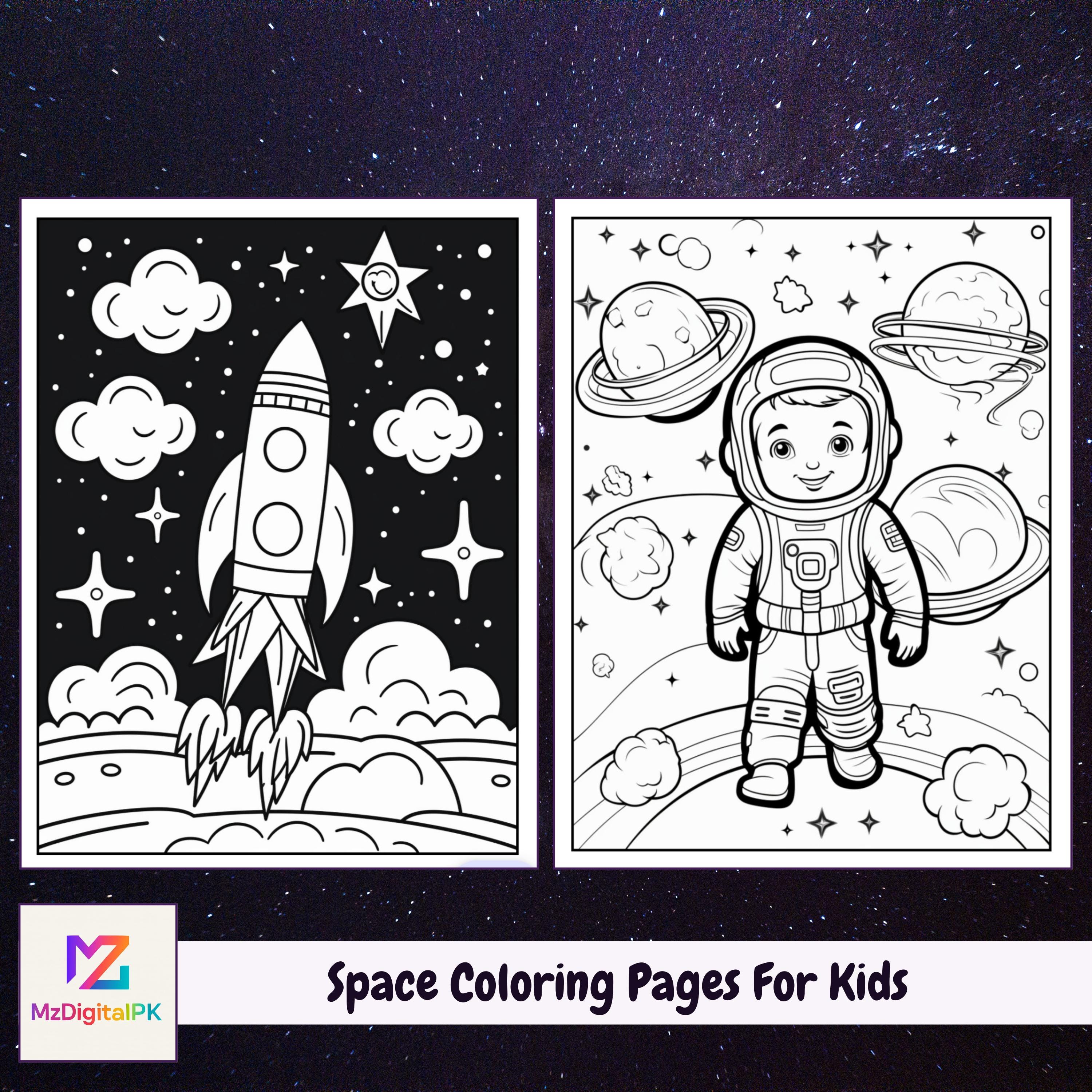 Printable Space Coloring Pages, Kids Astronaut Coloring, Easy Coloring ...