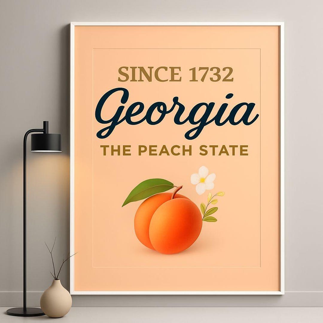 Georgia Peach State Poster | Vintage Art Print | Home Decor, Wall Art ...