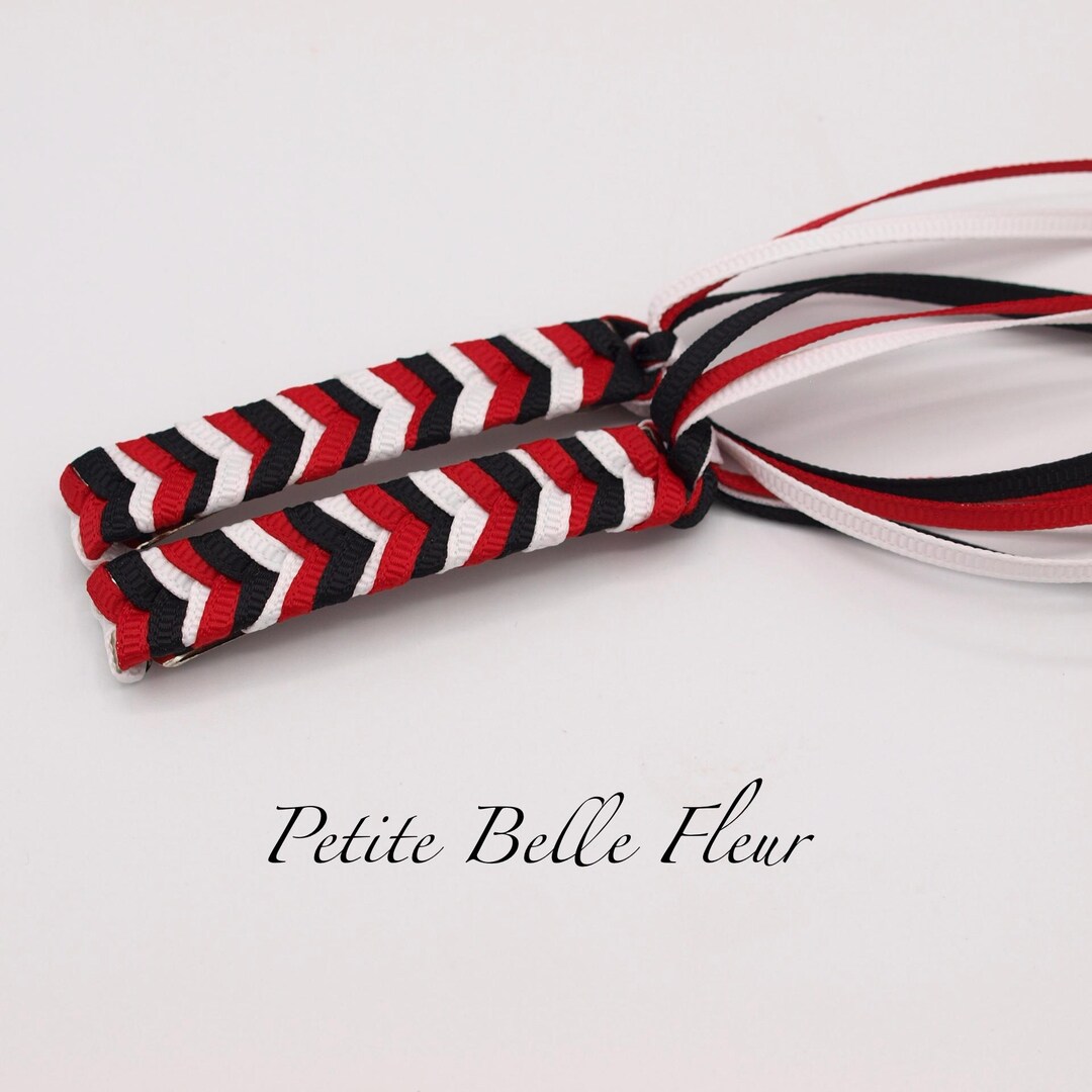 Red Black White Grosgrain Ribbon Preppy 80s Retro Barrette Set | Black ...