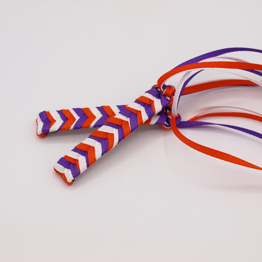 Purple Orange White Grosgrain Ribbon Preppy 80s Retro Barrette Set ...