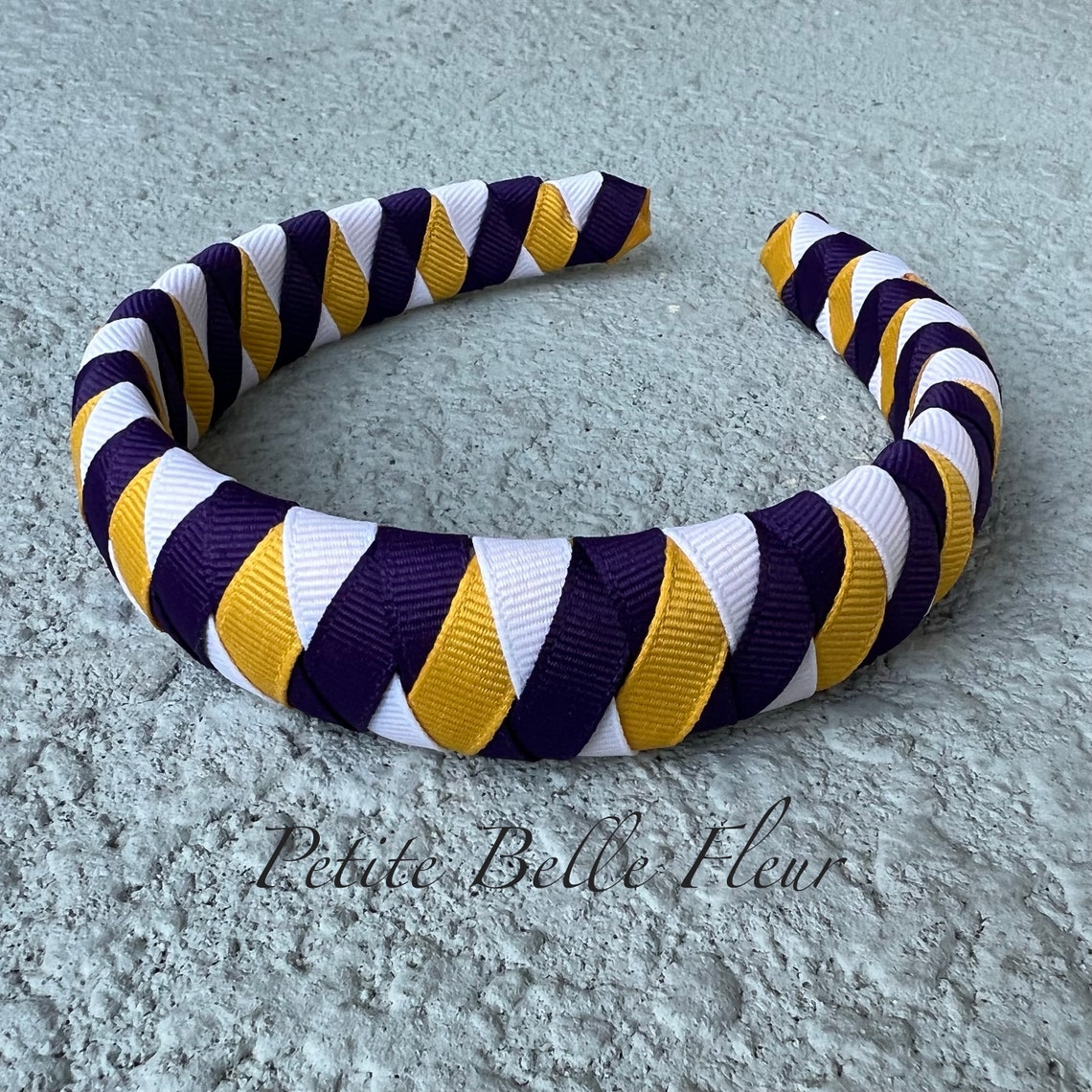 Padded Headband in Purple Gold White Ribbon LSU Inspired Headbands ...