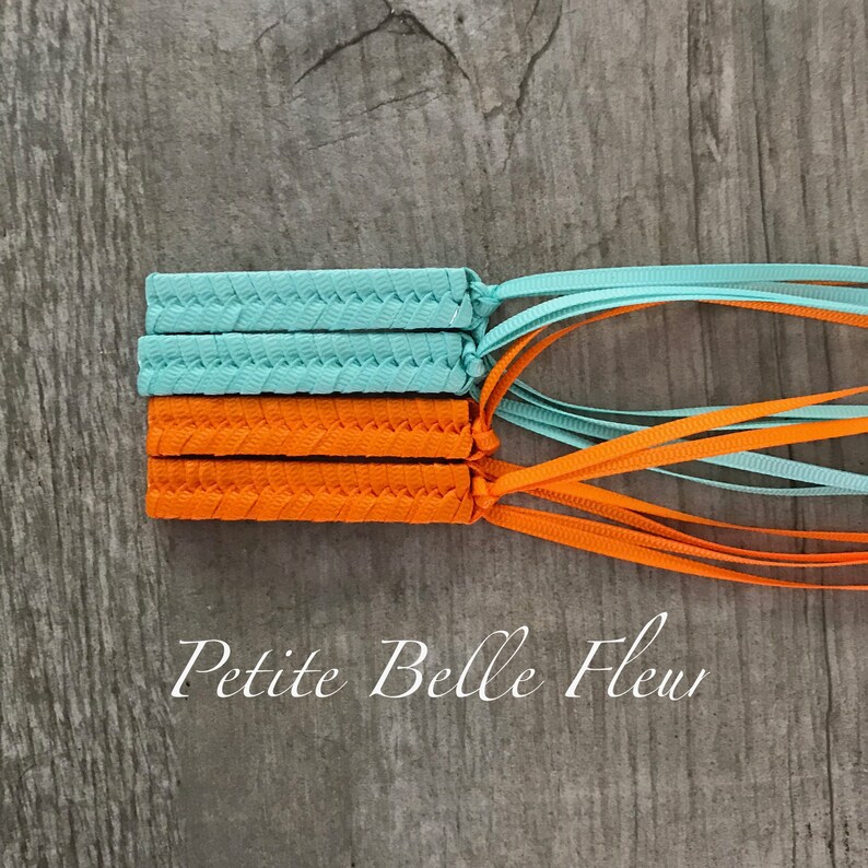 80s Ribbon Barrettes Retro Braided Barrette Set 80s Aqua | Etsy
