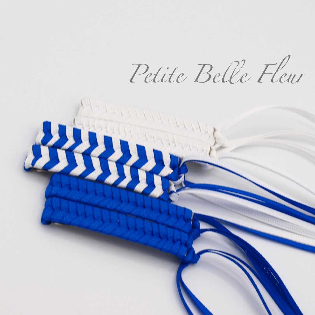 80s Retro Barrettes With Royal Blue and White Grosgrain Ribbons ...