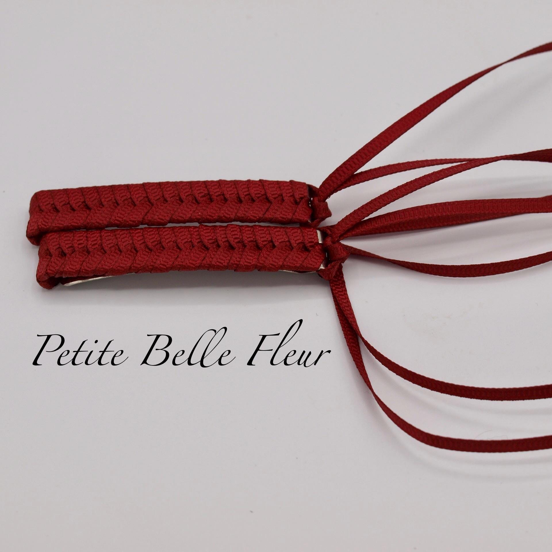 80s Retro Burgundy Gold Grosgrain Ribbon Barrette Set | Retro Braided ...