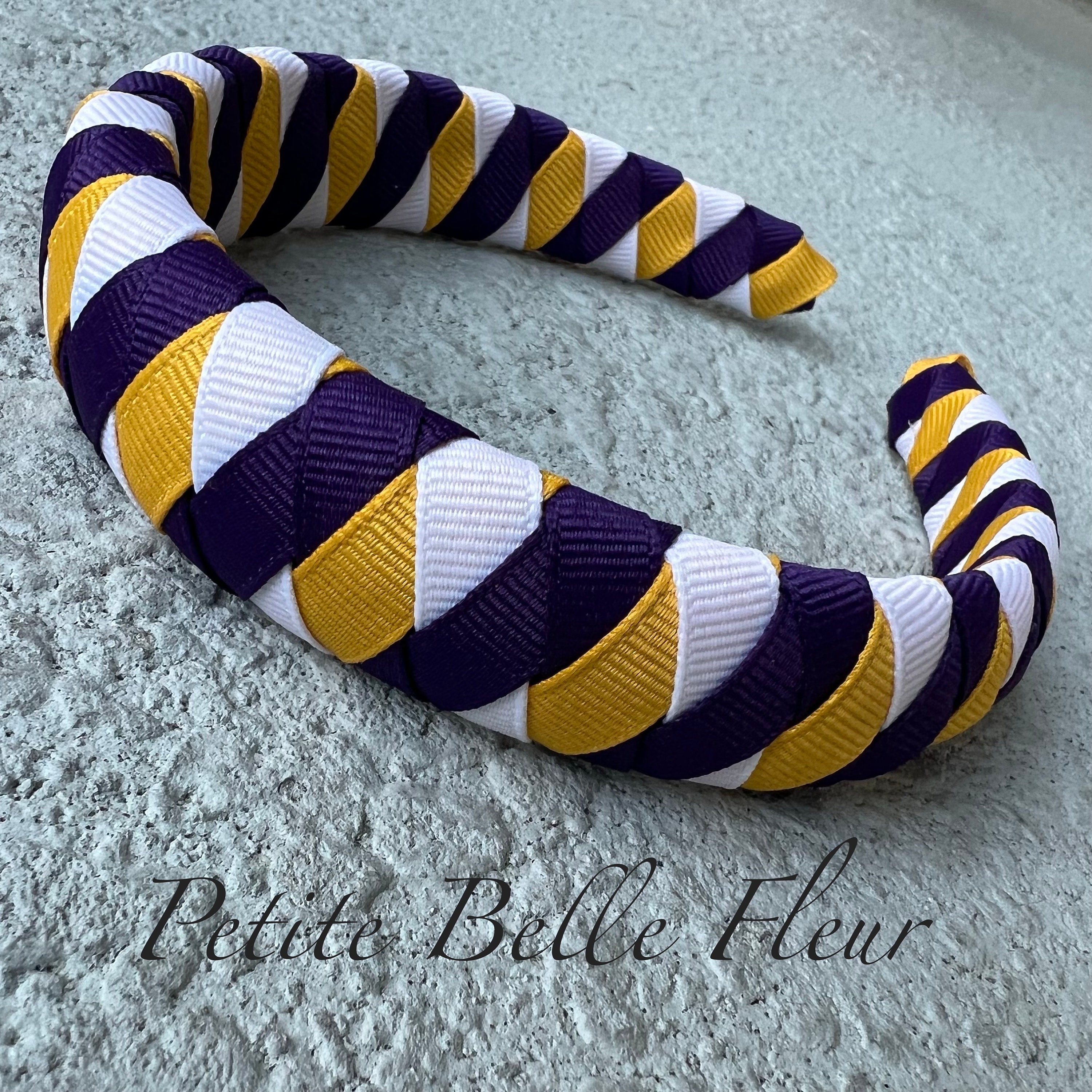 Padded Headband in Purple Gold White Ribbon LSU Inspired Headbands ...