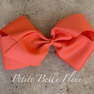 EXTRA LARGE Coral Living Coral Boutique Hair Bow Clip or - Etsy