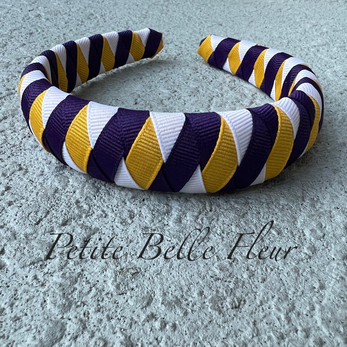 Padded Headband in Purple Gold White Ribbon LSU Inspired Headbands ...
