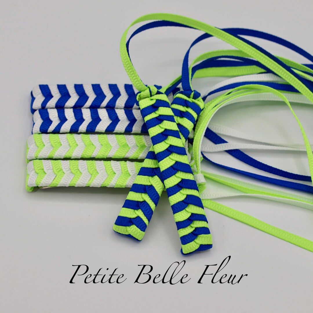 80s Retro Braided Grosgrain Ribbon Barrettes | Royal Blue and Key Lime ...