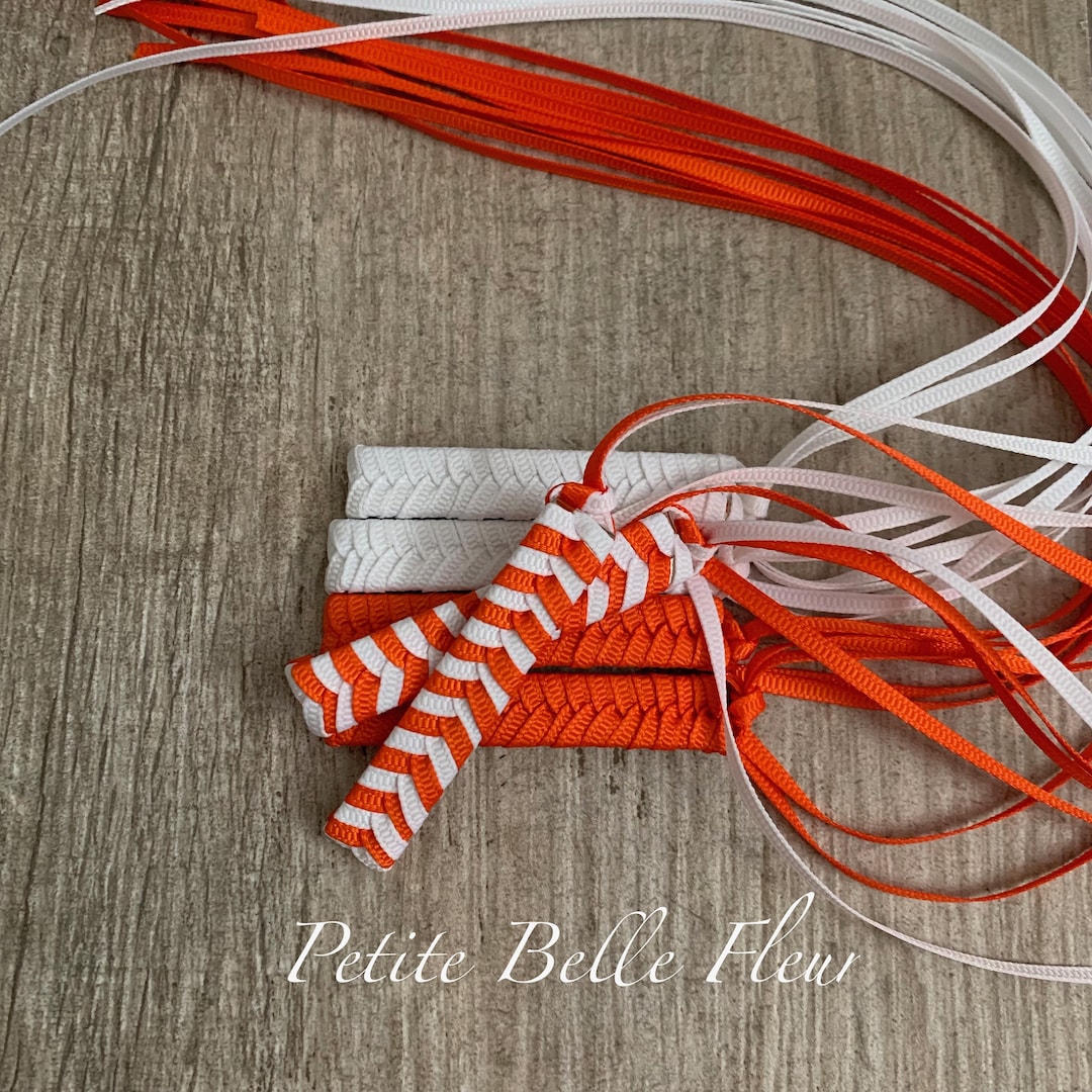 80s Ribbon Retro Barrettes Orange and White Braided Grosgrain Ribbon ...