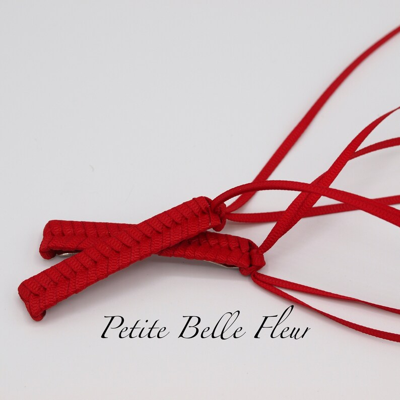80s Retro Barrettes in Red and Pink Braided Grosgrain Ribbon | Barrette ...