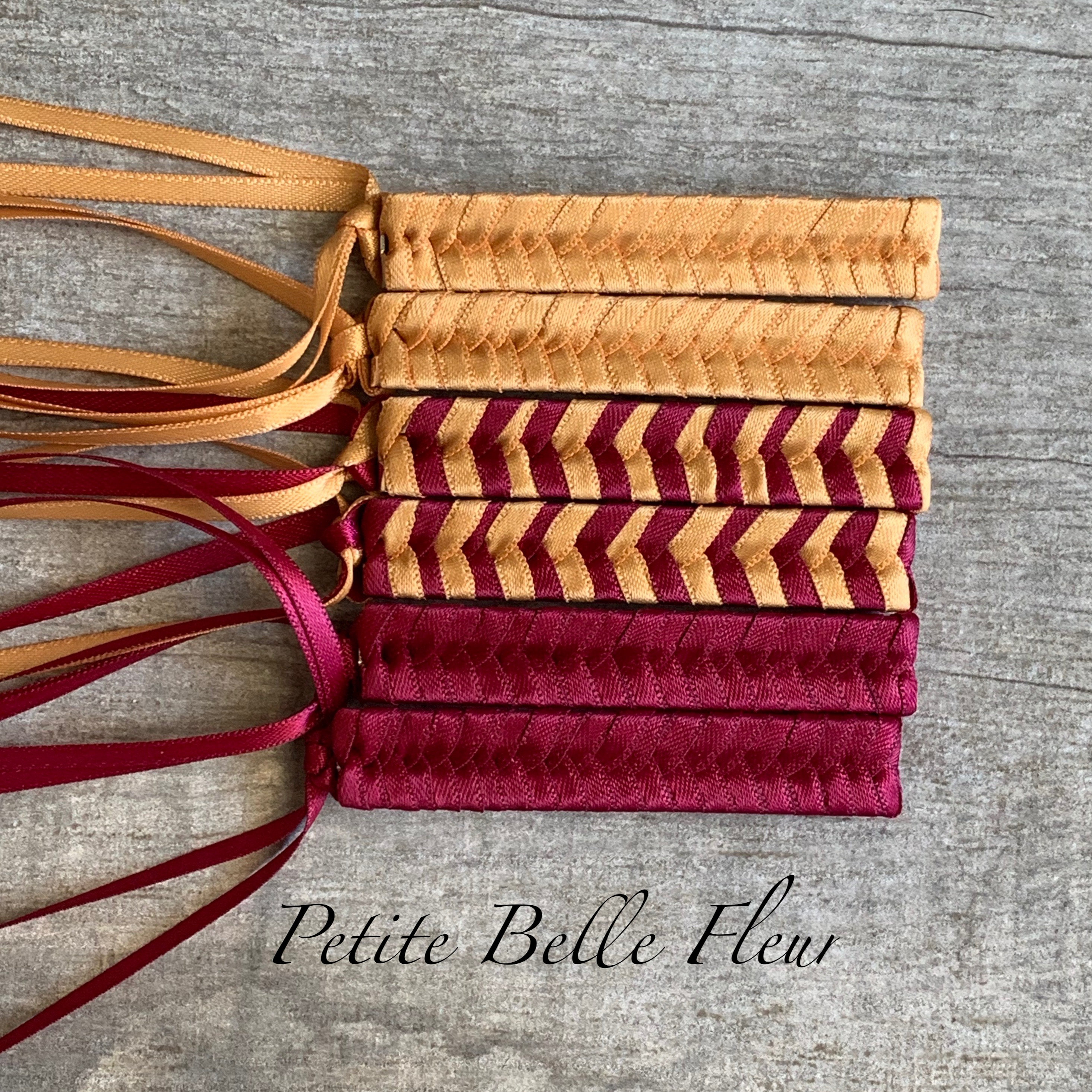 80s Retro Burgundy Gold Satin Ribbon Barrette Set | Retro Braided Satin ...
