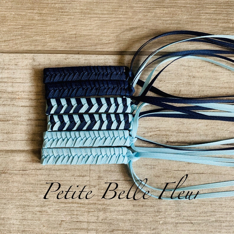 80s Retro Braided Grosgrain Ribbon Barrettes | Retro Navy and Light ...