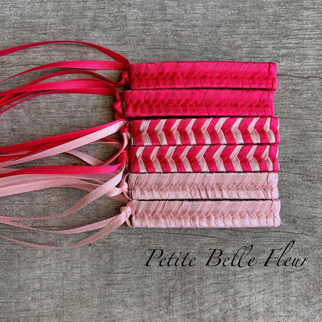 80s Retro Pink and Hot Pink Ribbon Barrette Set | Satin Pink and Hot ...