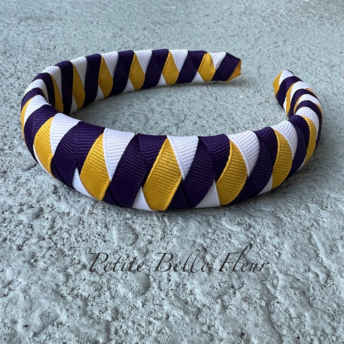 Padded Headband in Purple Gold White Ribbon LSU Inspired Headbands ...