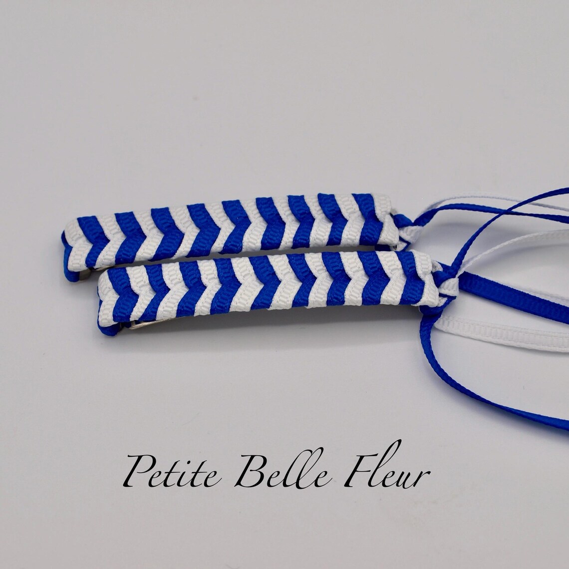 80s Retro Braided Grosgrain Ribbon Barrettes | Royal Blue and Key Lime ...