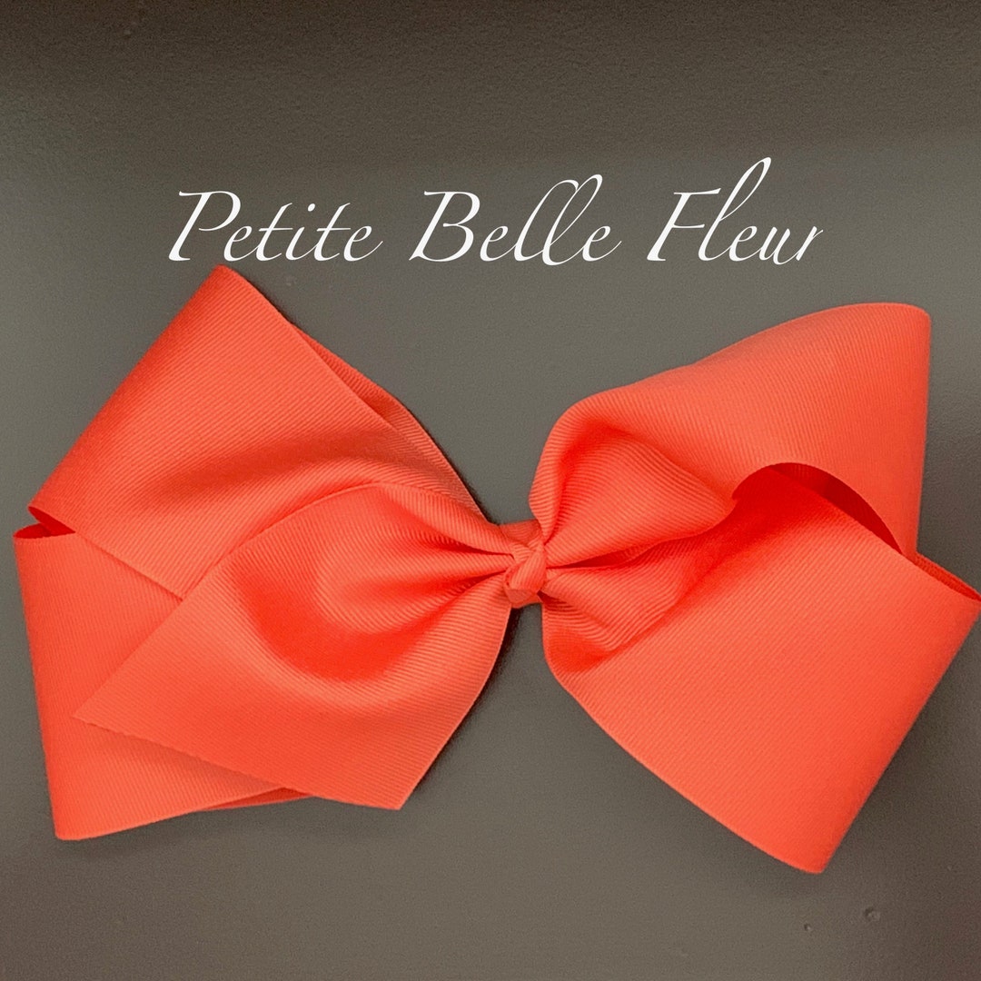 EXTRA LARGE Coral Living Coral Boutique Hair Bow Clip or - Etsy