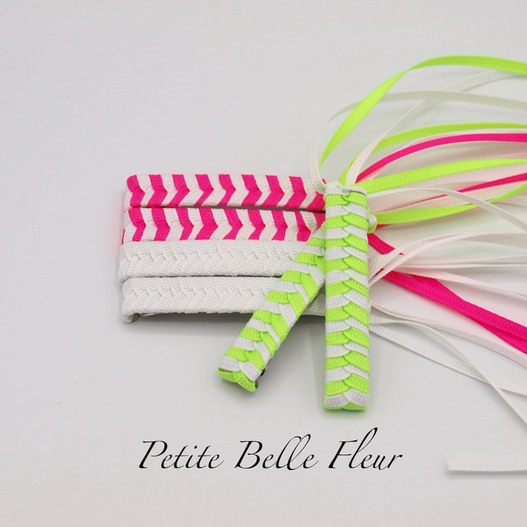 80s Retro Barrettes Neon Pink Key Lime Green White Grosgrain Ribbon ...