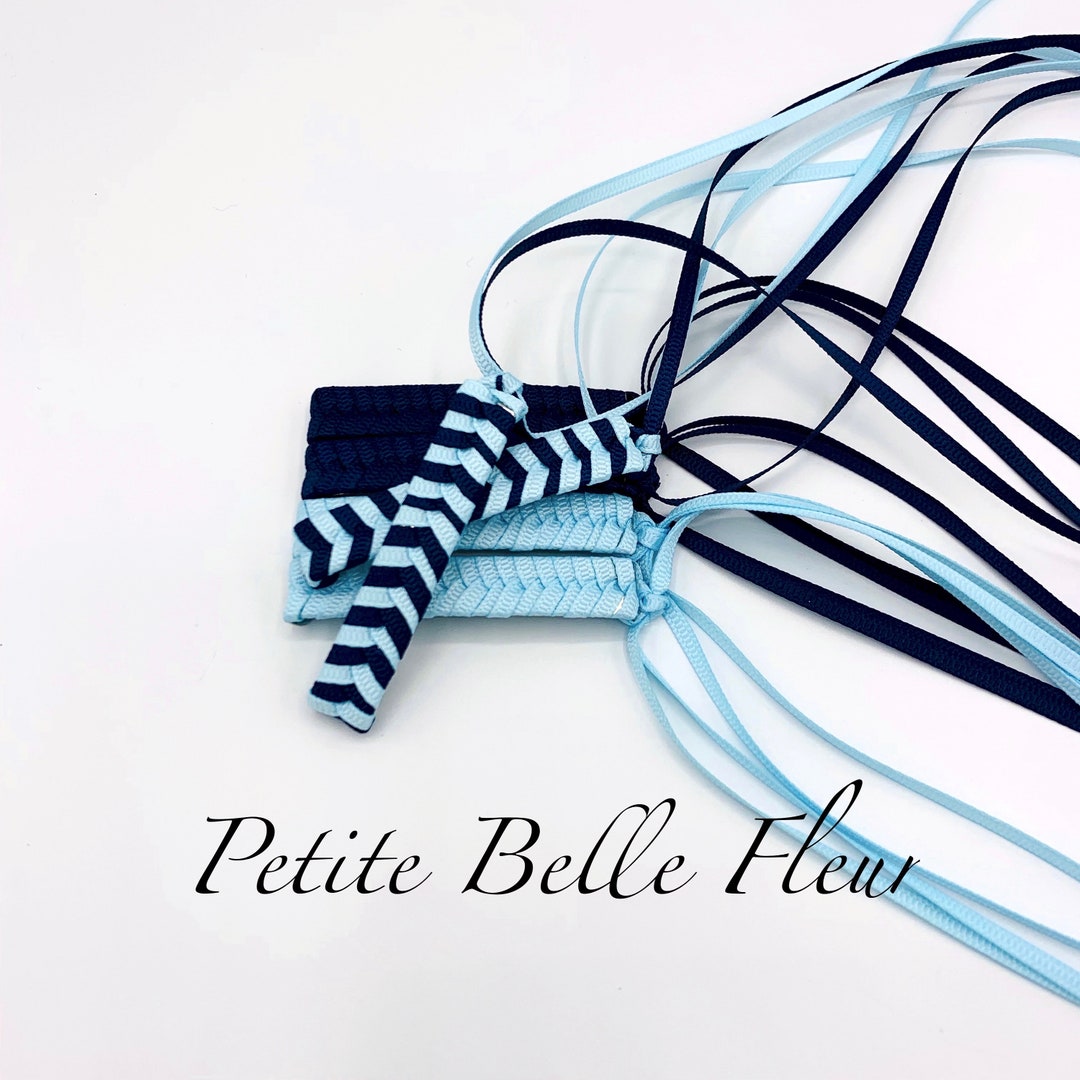 80s Retro Braided Grosgrain Ribbon Barrettes | Retro Navy and Light ...