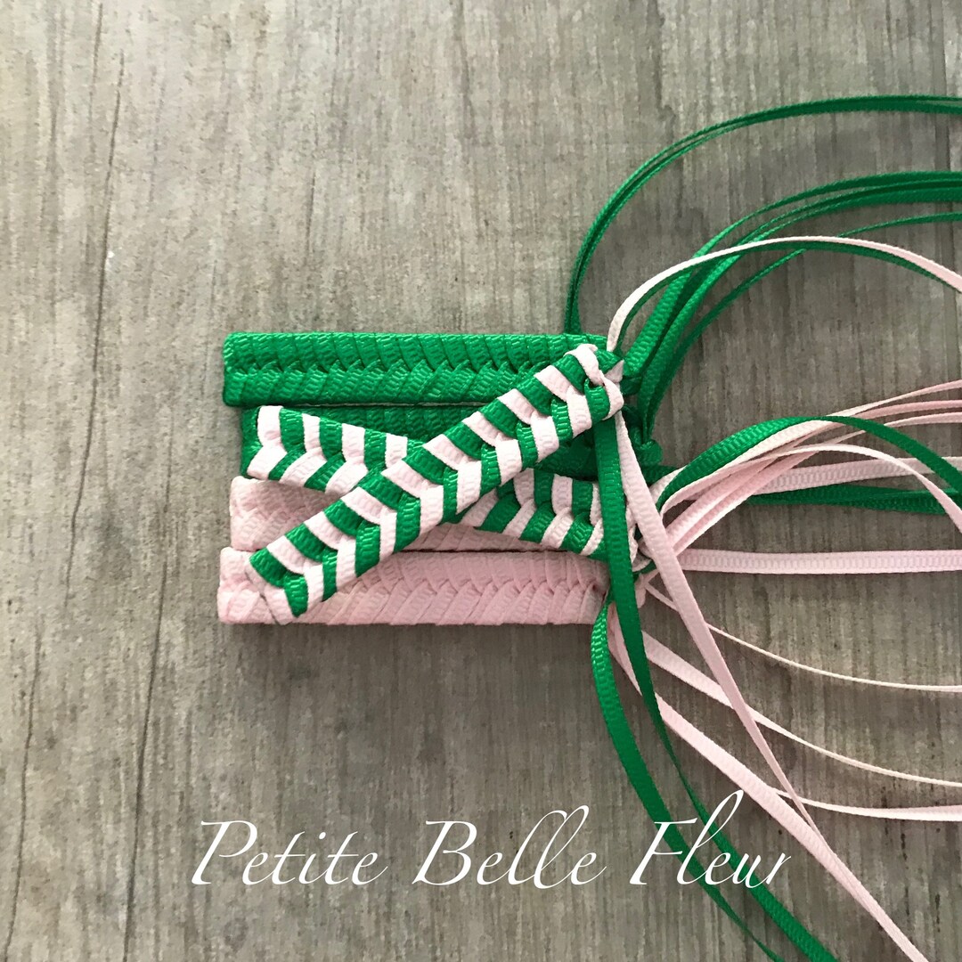 80s Retro Ribbon Barrettes in Emerald Green and Light Pink | 80s ...