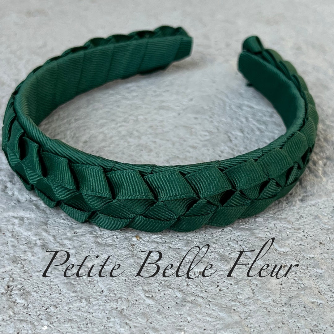 Forest Green Grosgrain Ribbon Military Braid 1" Flat Tapered Headband ...