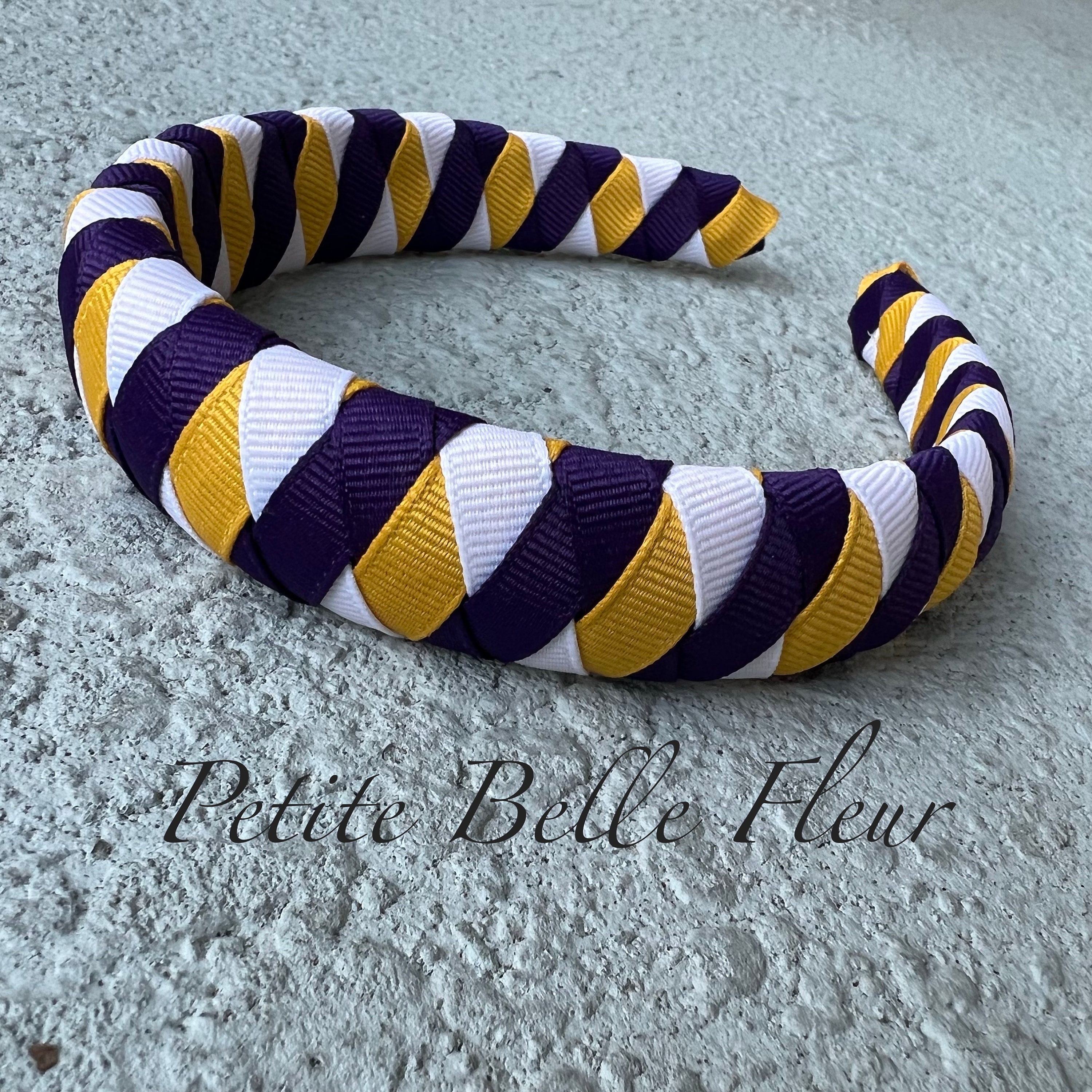 Padded Headband in Purple Gold White Ribbon LSU Inspired Headbands ...