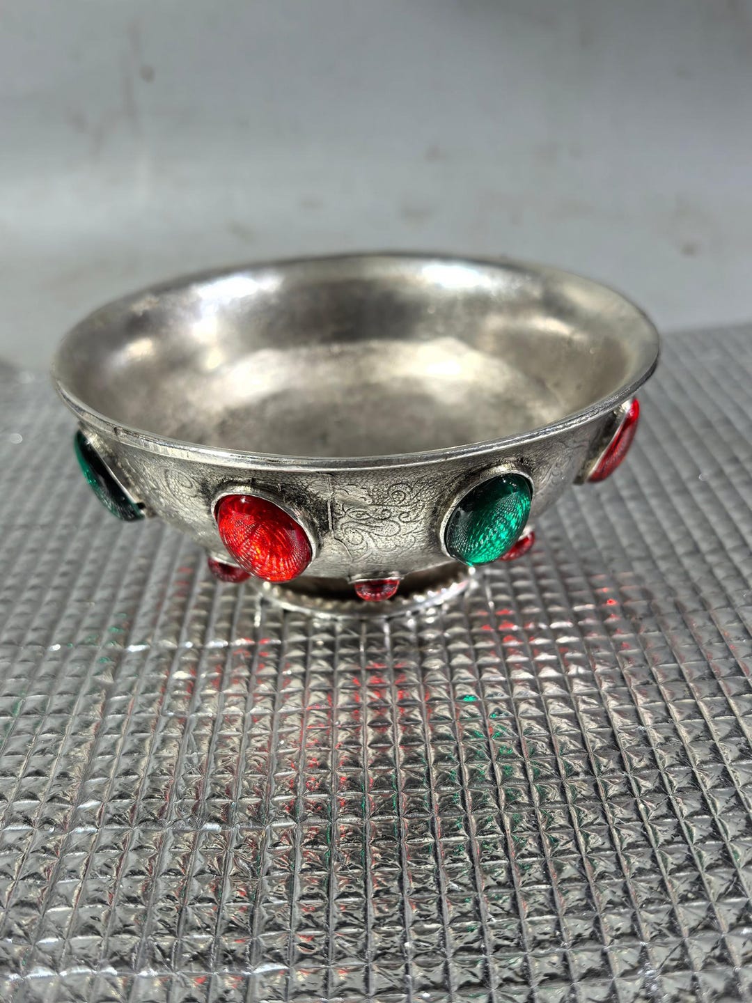 Handmade Nepalese Cloisonné Bowl: Emerald Green Flower Design - Etsy