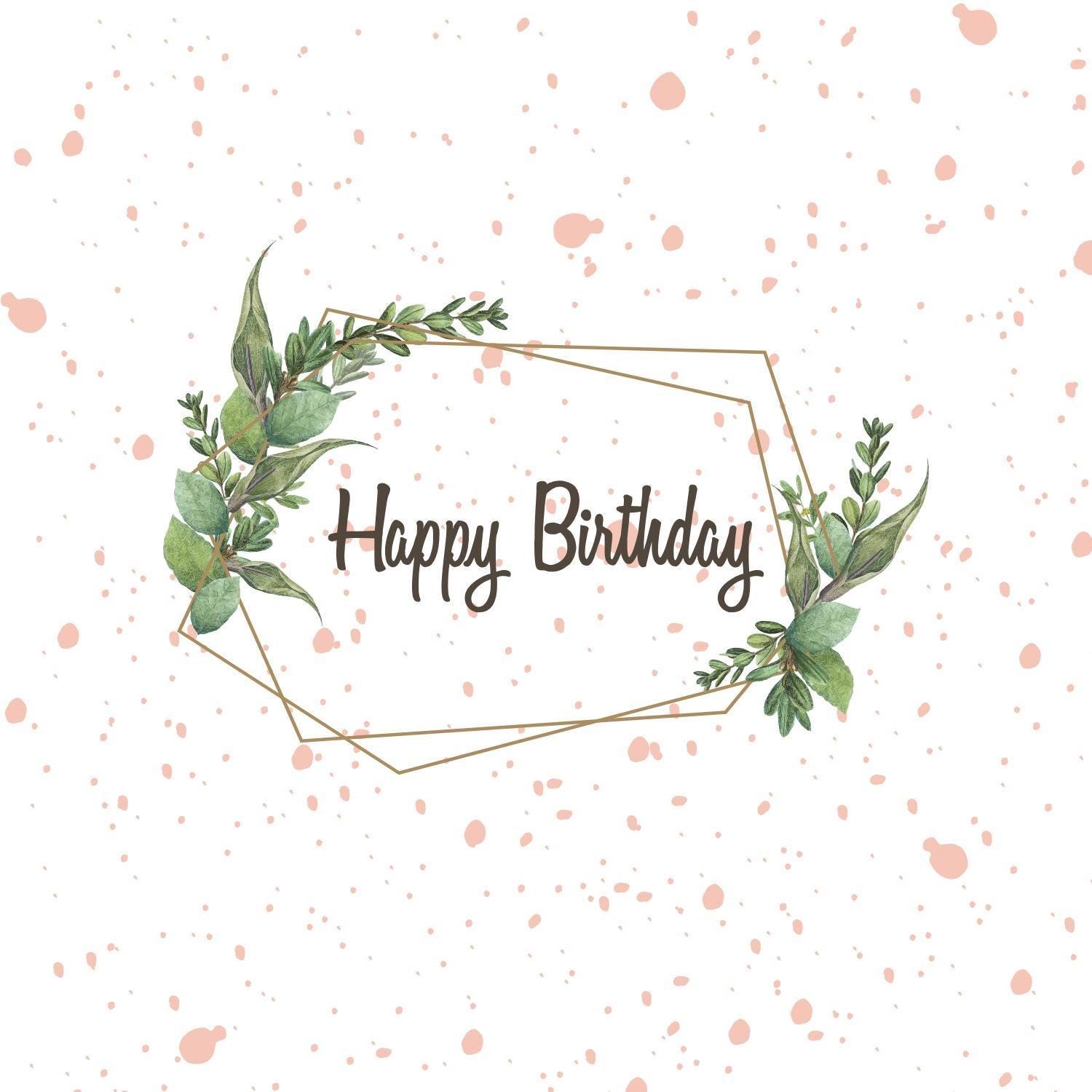 Printable Minimalist Birthday Card 14 cm PDF | Botanical Green Leaves ...