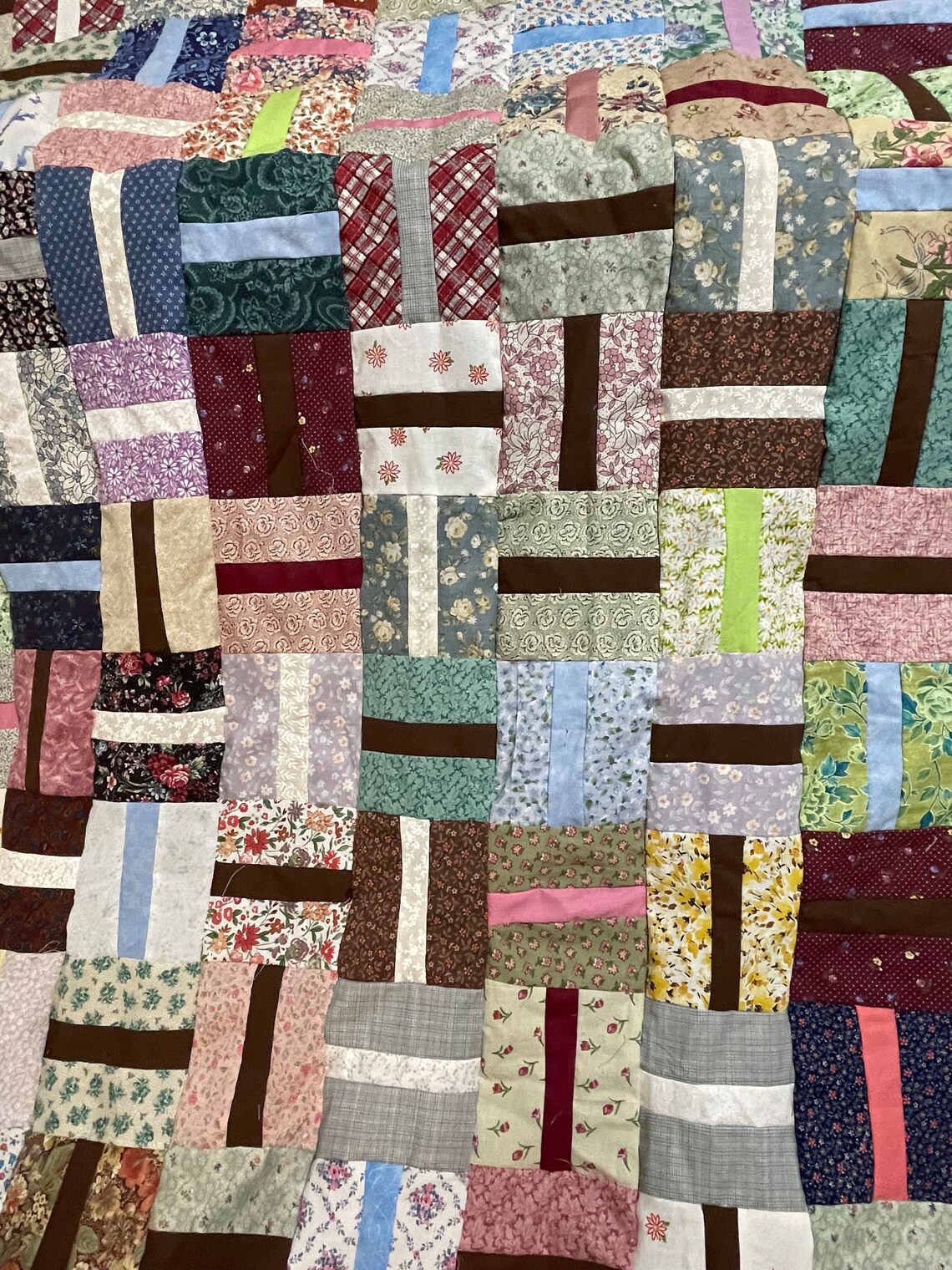 Pick up Sticks Quilt Top and Bindings 80 X 96 Inches. Made in Non ...