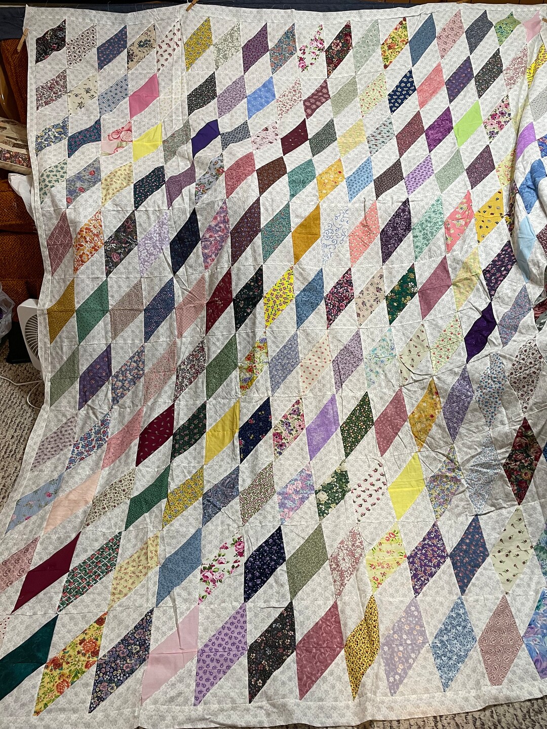 Triangle Tango Quilt Top, Bindings and Backing. Size 80 X 100. Free ...