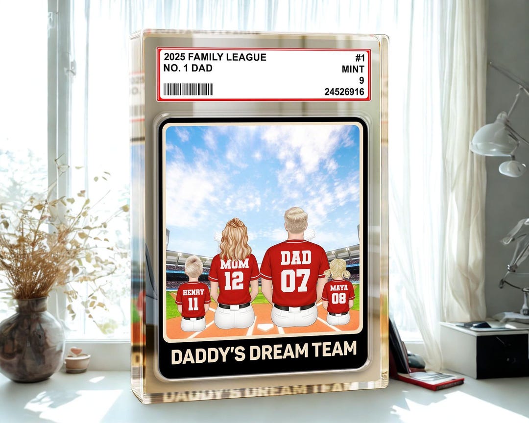 Baseball No. 1 Dad Grandpa Man & Kids Trading Card Style, Fathers Day ...